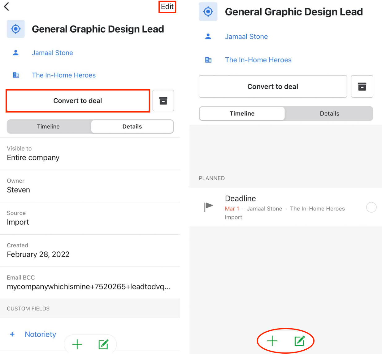 Leads on Mobile app - Knowledge Base | Pipedrive